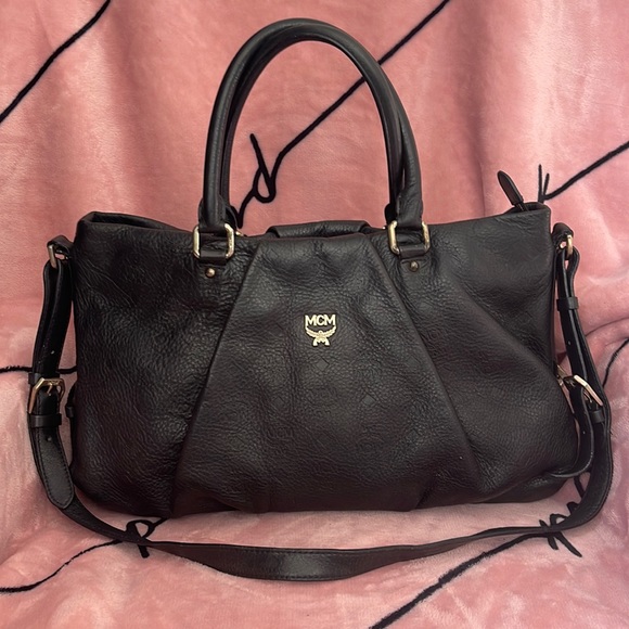 MCM | Bags | Mcm Black Leather 2way Bag | Poshmark